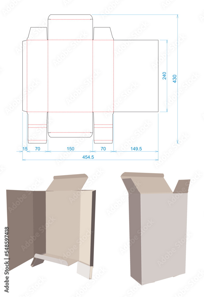 ECMA box 80.20 buffer space closure with tuck-in Flap packaging design ...