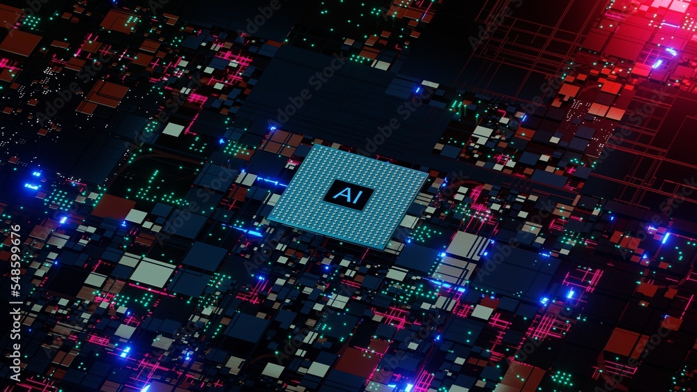 Processor based on artificial intelligence. CPU with AI. Electrical ...