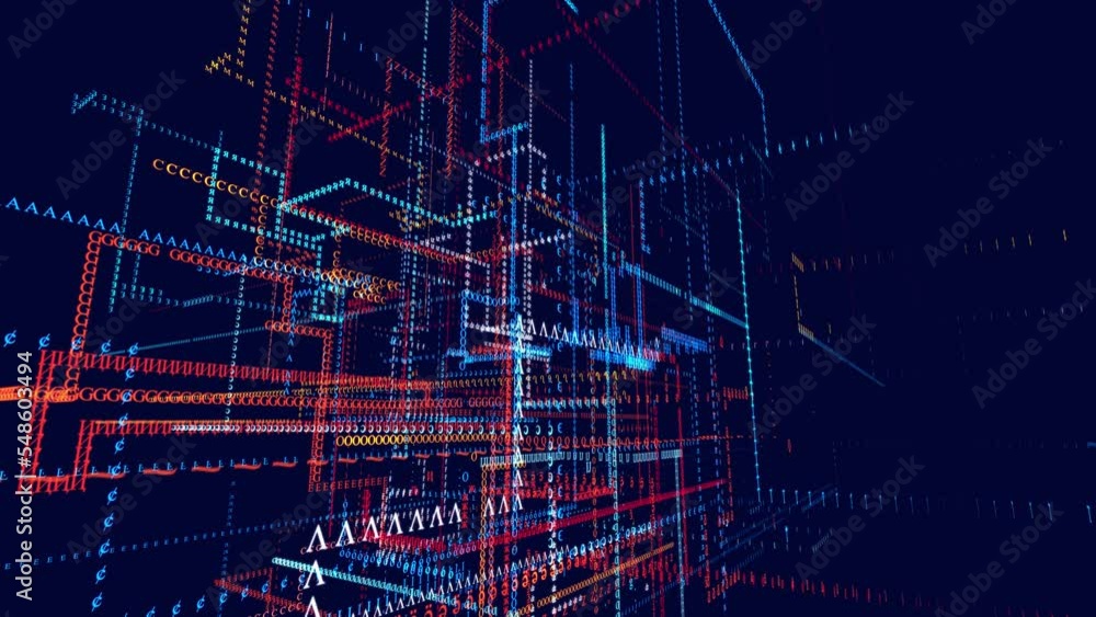 glow particles form lines. Info concept lines and nodes, ai ...