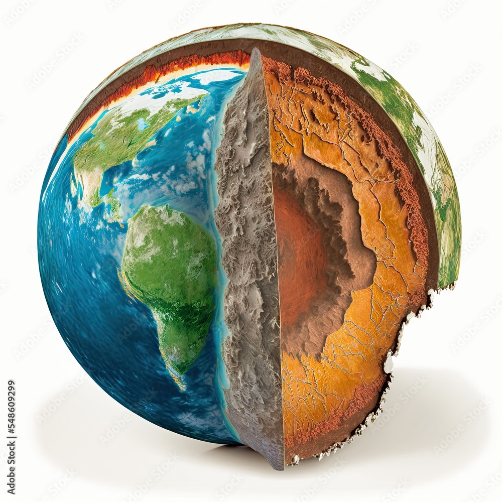 A cross-section cutaway of the world with stone levels inside, isolated ...
