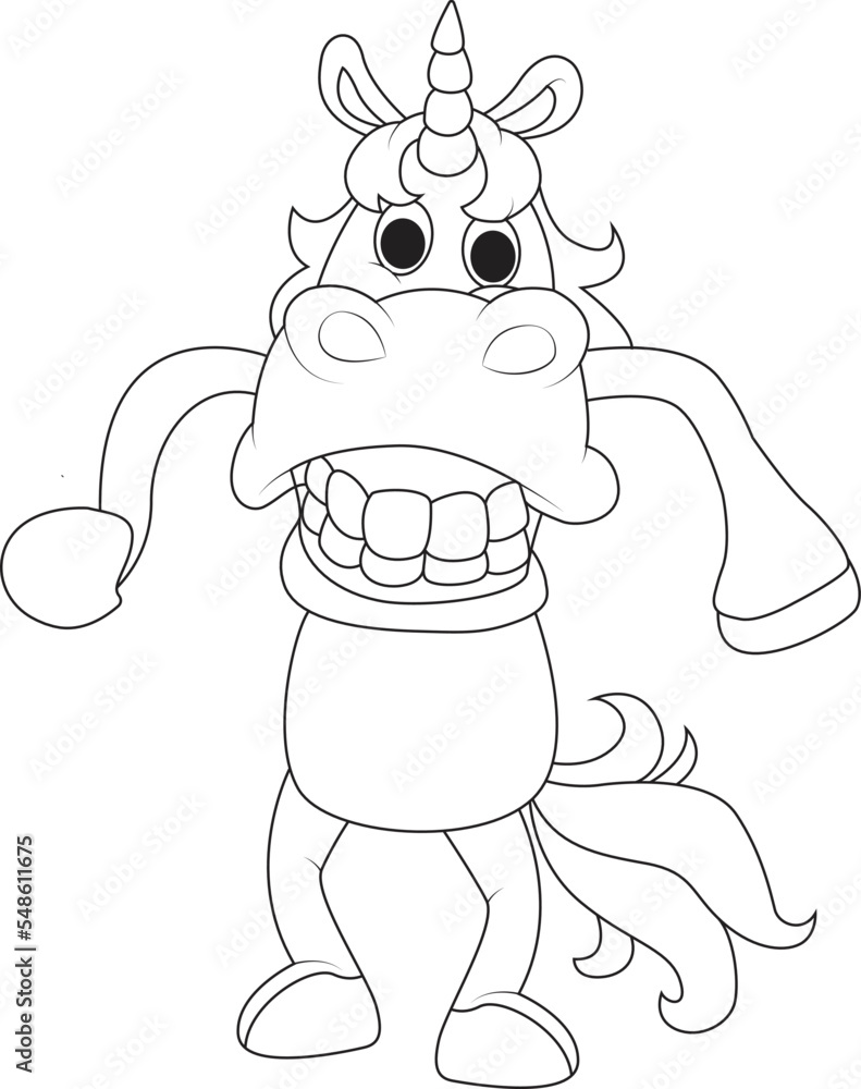 funny unicorn coloring page for kids Stock Vector | Adobe Stock