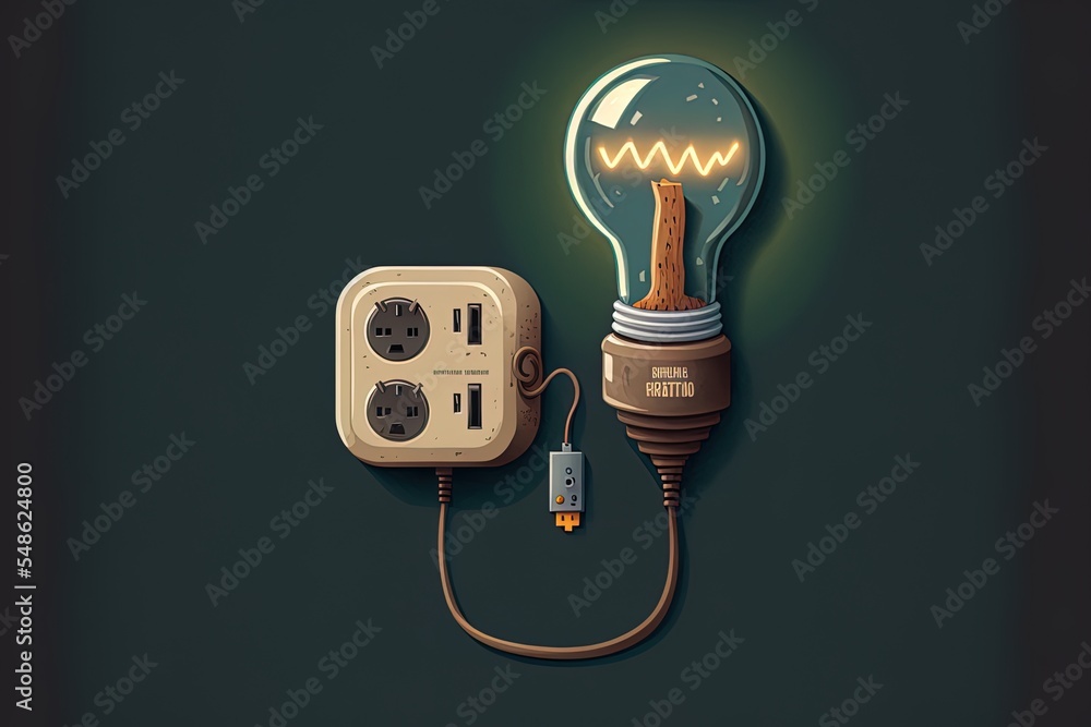 Earth Hour Illustration With Lightbulb, Switch And Power Cord Stock ...