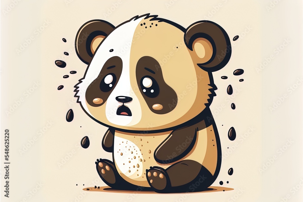 Cute Panda Surprised Cartoon 2D Illustrated Icon Illustration. Animal ...