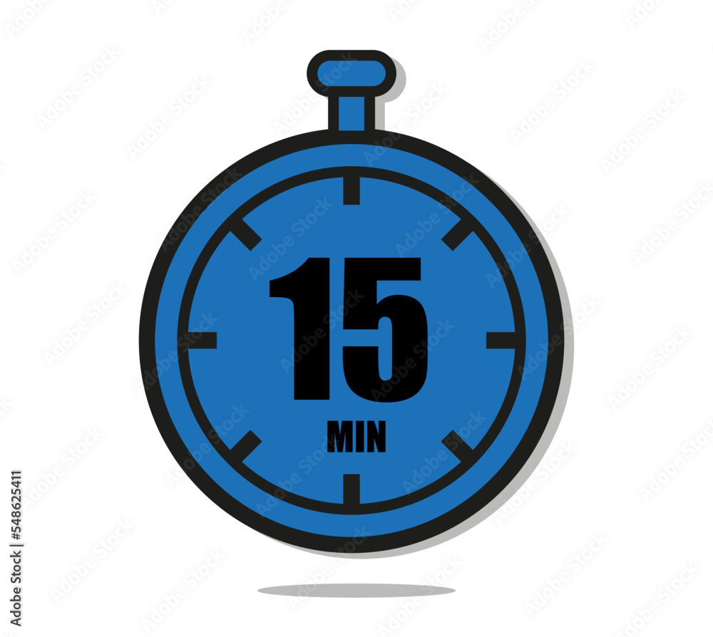15 minutes timer clock icon flat design isolated on white background ...