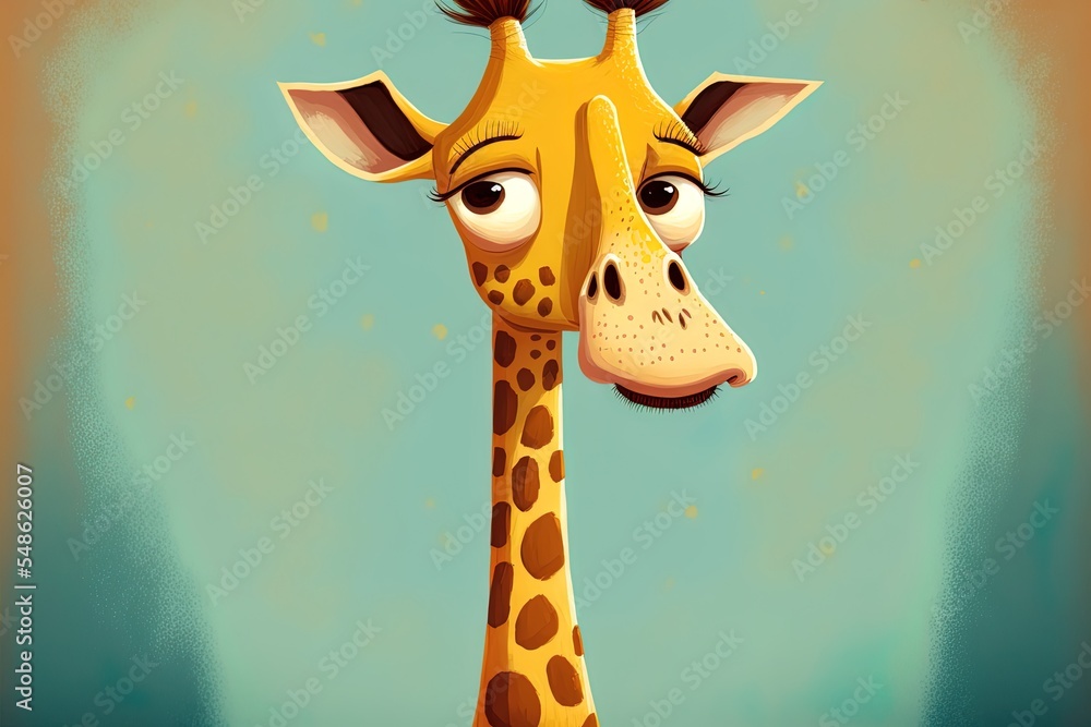 Cute Giraffe Cartoon 2D Illustrated Illustration Stock Illustration ...