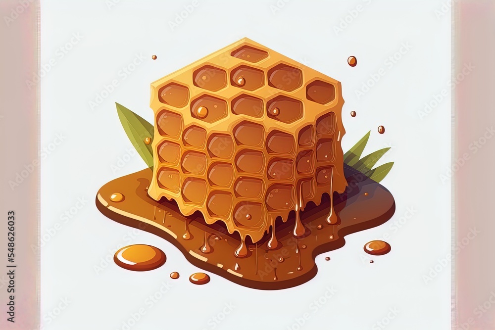 Honey Comb Cartoon 2D Illustrated Icon Illustration. Food Nature Icon ...