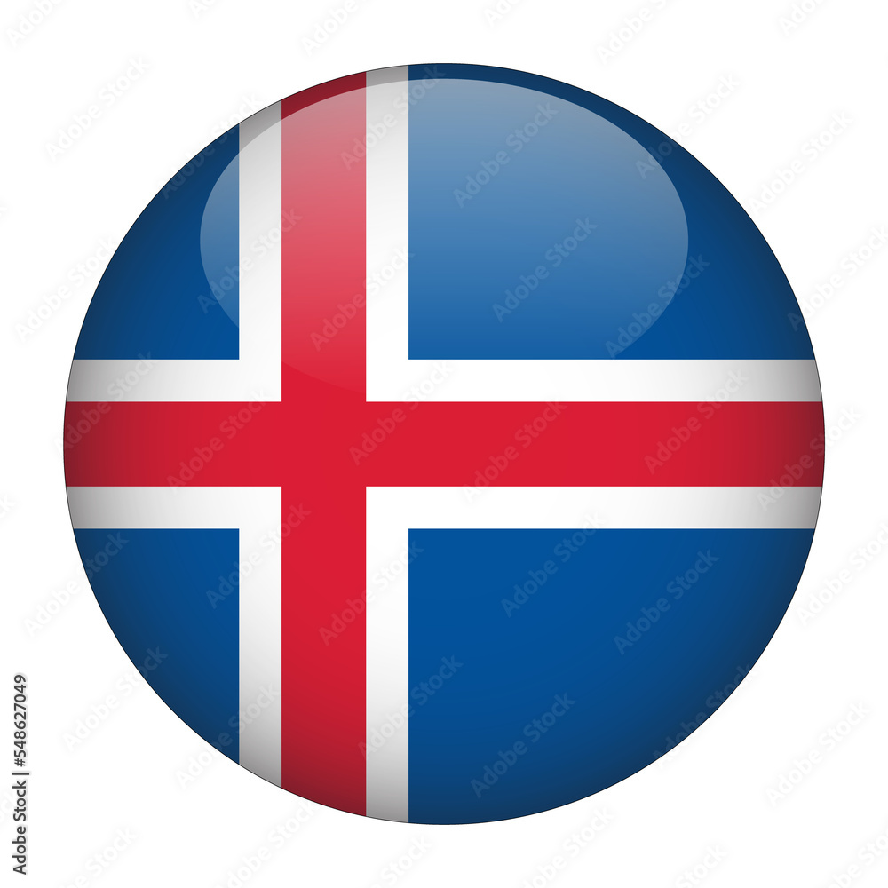 Iceland 3D Rounded Flag with Transparent Background Stock Illustration ...
