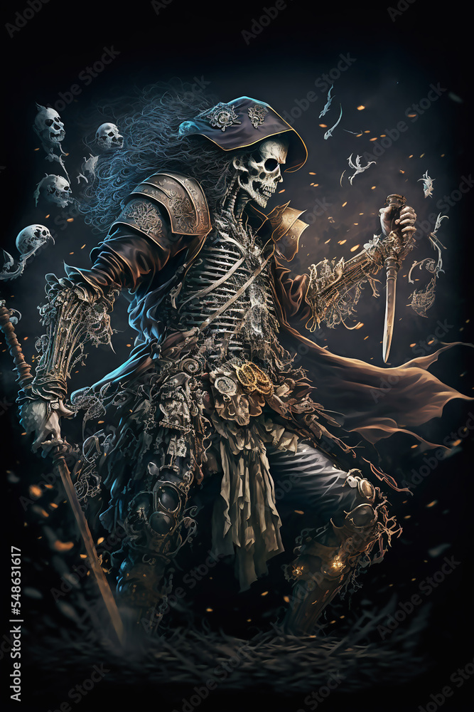 Pirate Skeleton Warrior, Fantasy Skel, Concept Art, Character Art ...