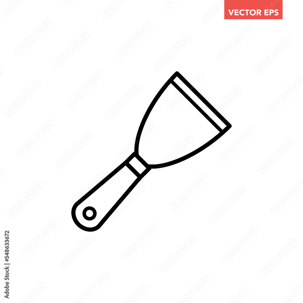 Black single scraper line icon, simple putty knife tool flat design ...