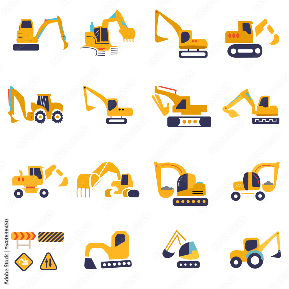 construction icons set isolated Big set of construction equipment ...