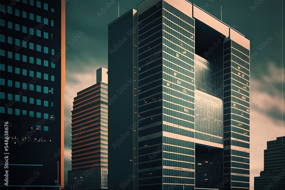 High-Rise Office Buildings Stock Illustration | Adobe Stock