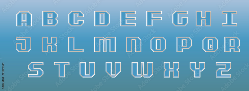 Poster Blue Alphabet letters font, Retro font – Wall Art | UkPosters