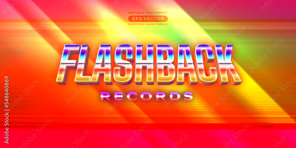 Flashback retro editable text effect style with vibrant theme concept ...