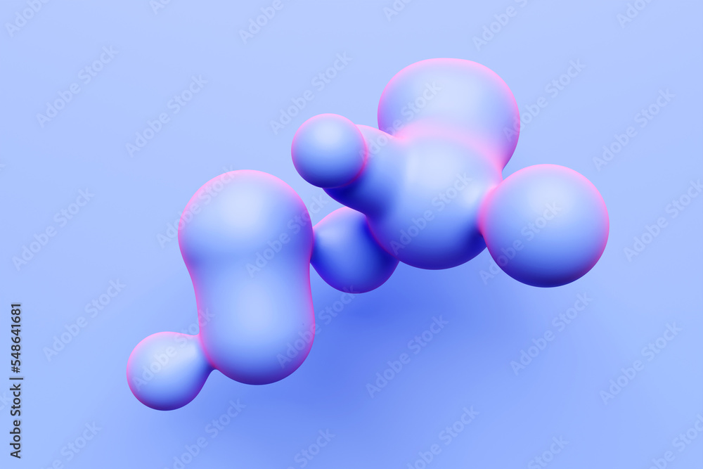 3d illustration of a puple metaball with a huge number of parts on a ...