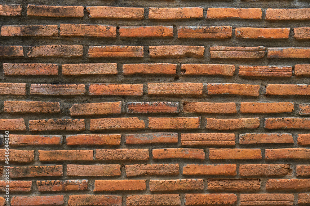 Brick wall. Old style brickwork, rough surface. Brick wall construction ...