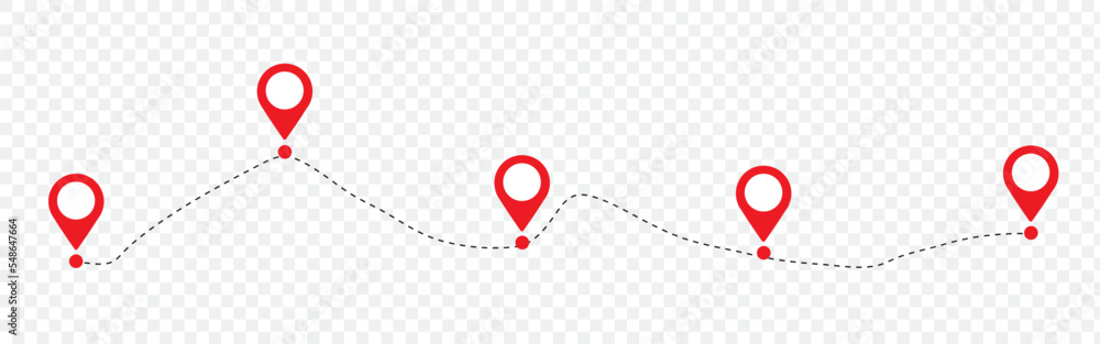 Line Drawing Of Map Location Pointers Map Pin Or Navigation Pointer With Single Line Route Or