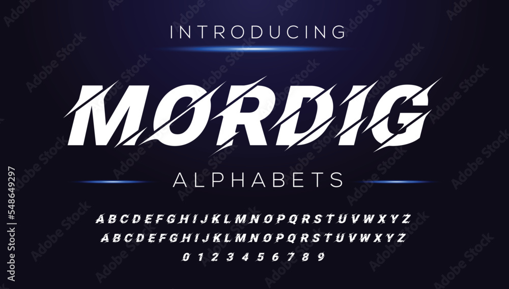 MORDIG Sports minimal tech font letter set. Luxury vector typeface for ...