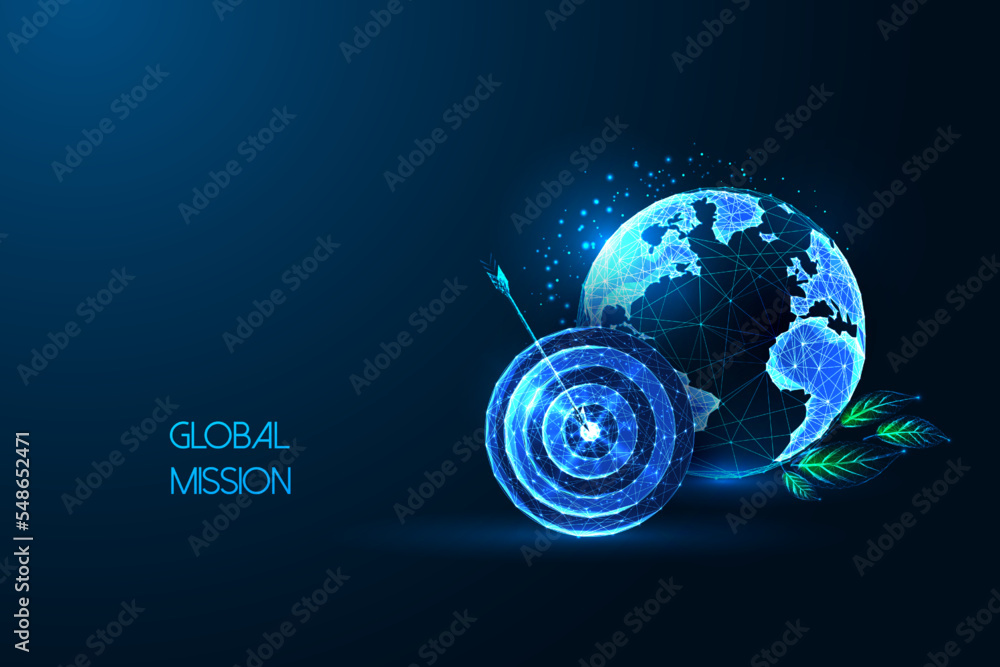 Global mission, sustainable development goals futuristic concept with ...