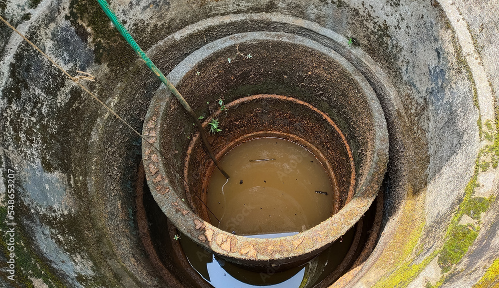 Undrinkable and unhygienic bad muddy contaminated brown or yellow color ...