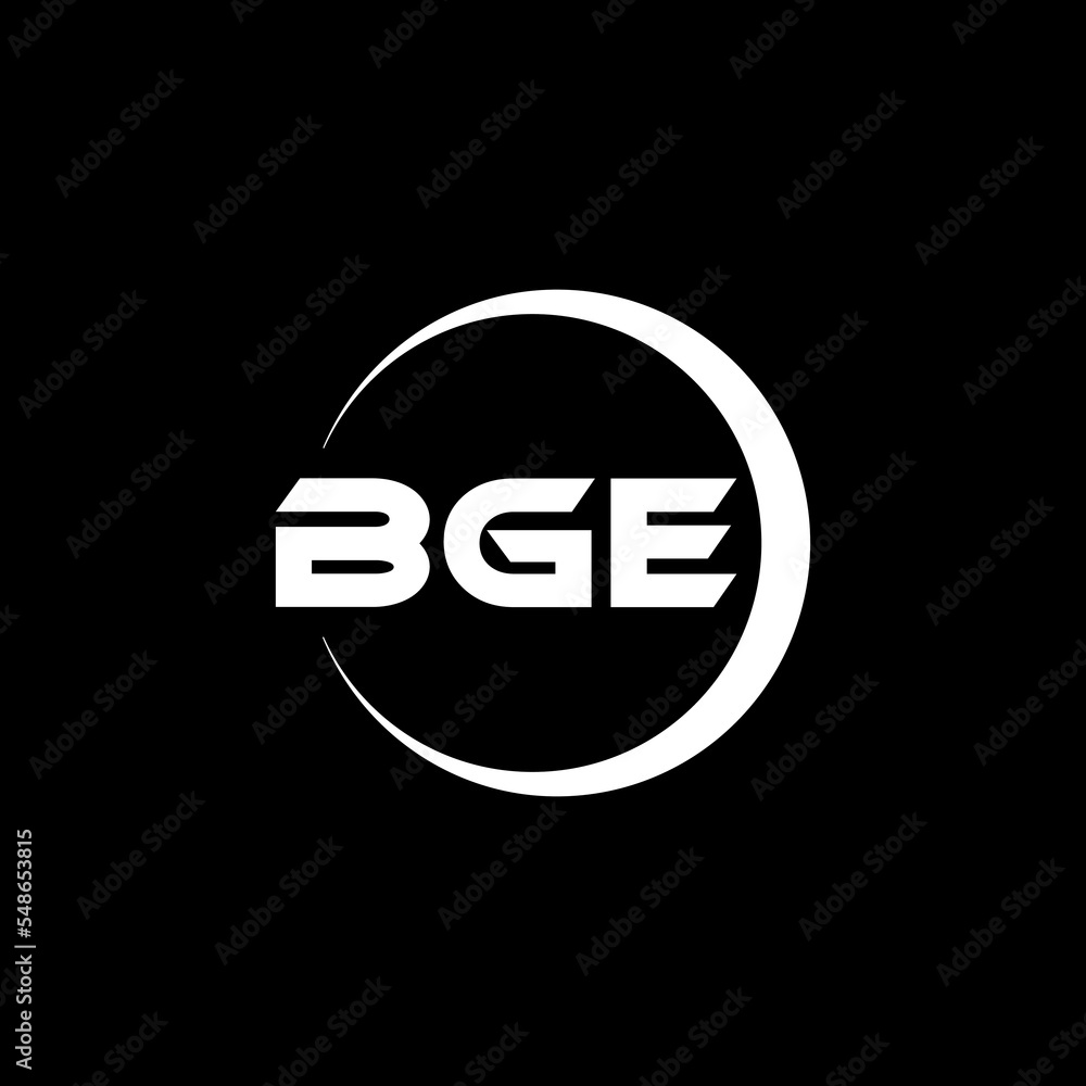 BGE letter logo design with black background in illustrator, cube logo ...