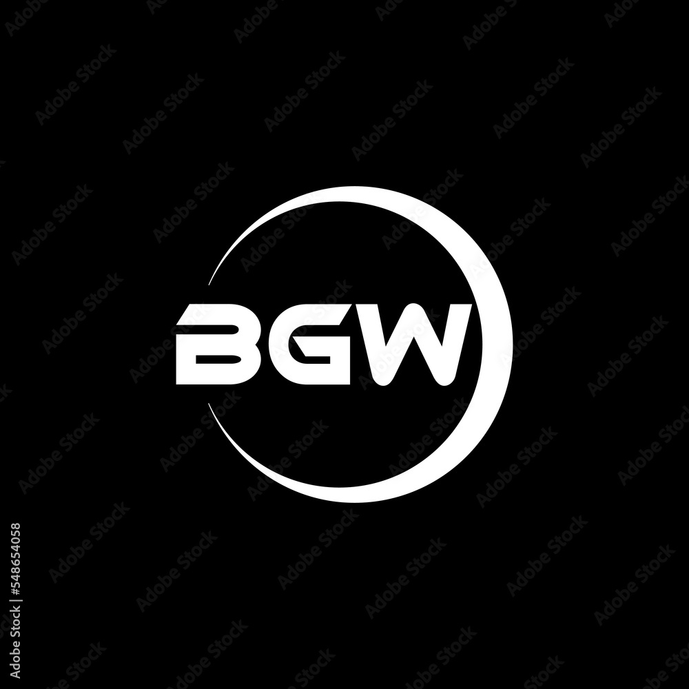 BGW letter logo design with black background in illustrator, cube logo ...