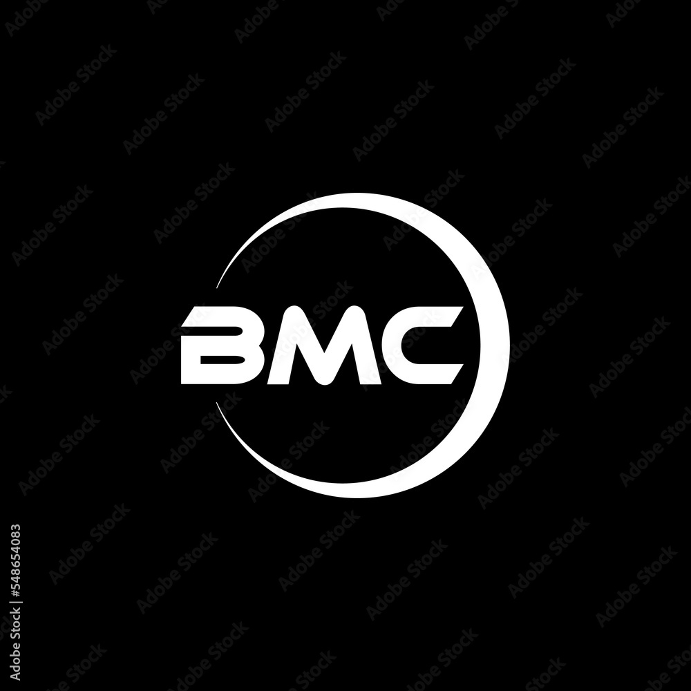 BMC letter logo design with black background in illustrator, cube logo ...