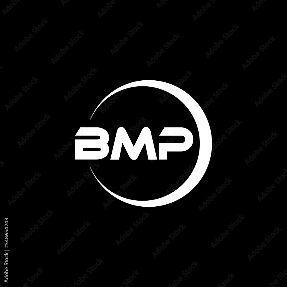 BMP letter logo design with black background in illustrator, cube logo ...