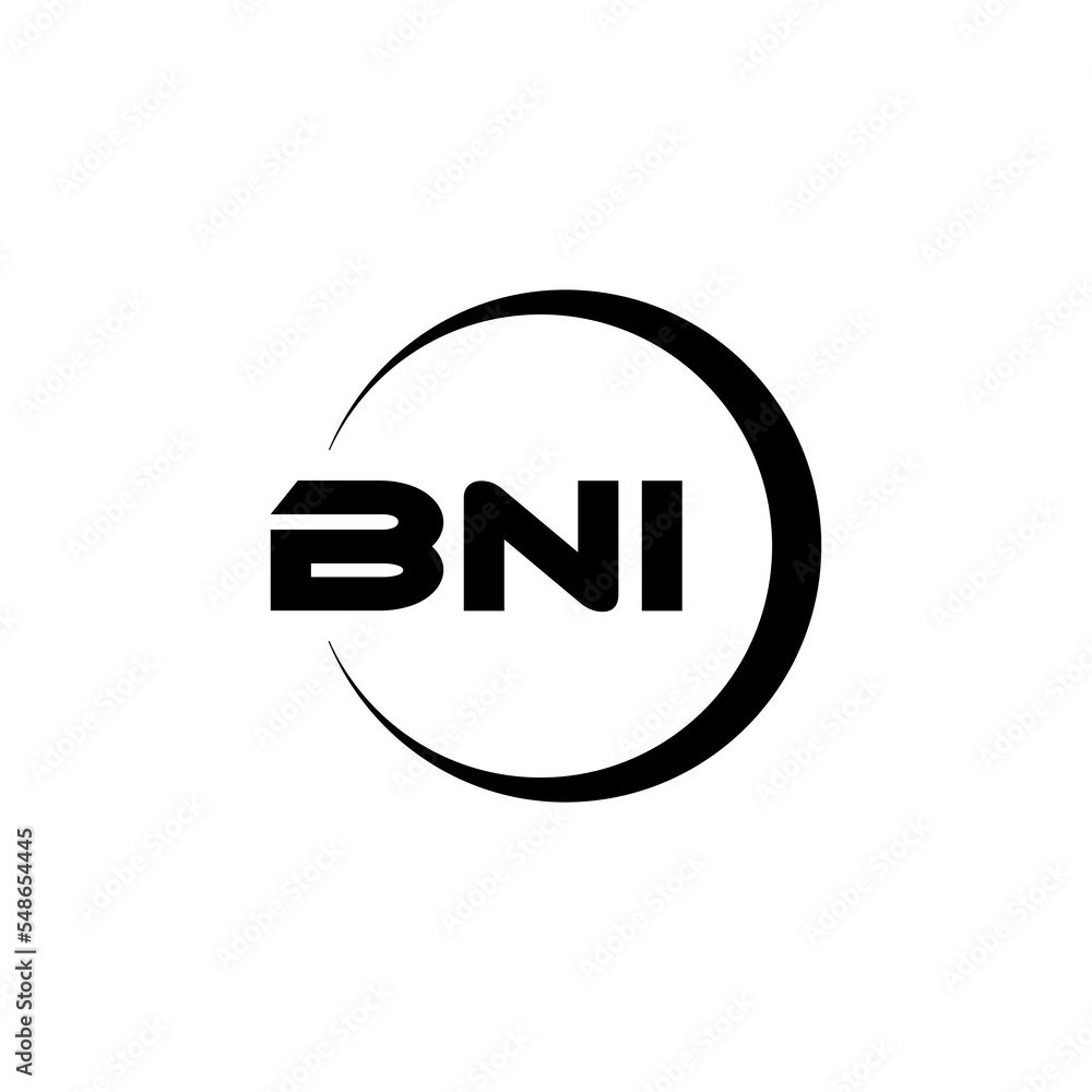 BNI letter logo design with white background in illustrator, cube logo ...