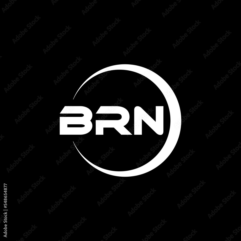 BRN letter logo design with black background in illustrator, cube logo ...