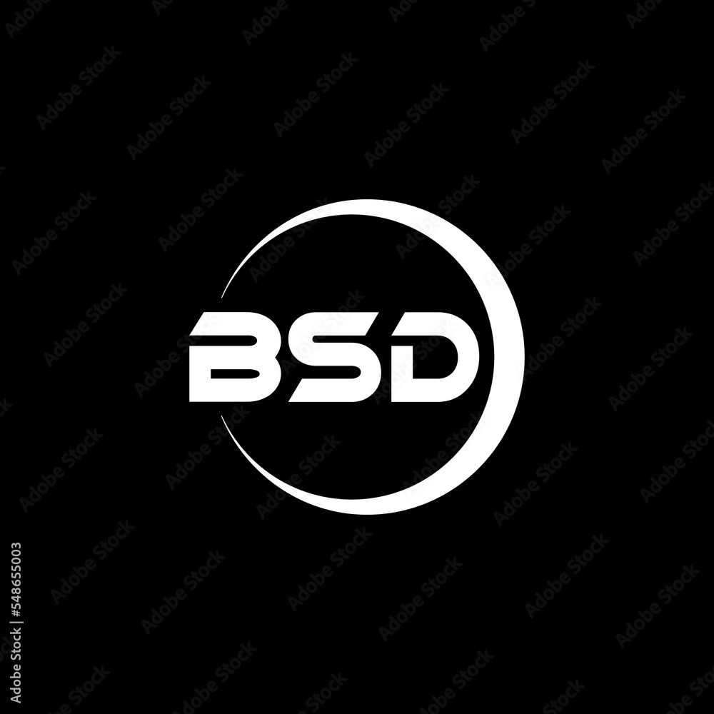 BSD letter logo design with black background in illustrator, cube logo ...