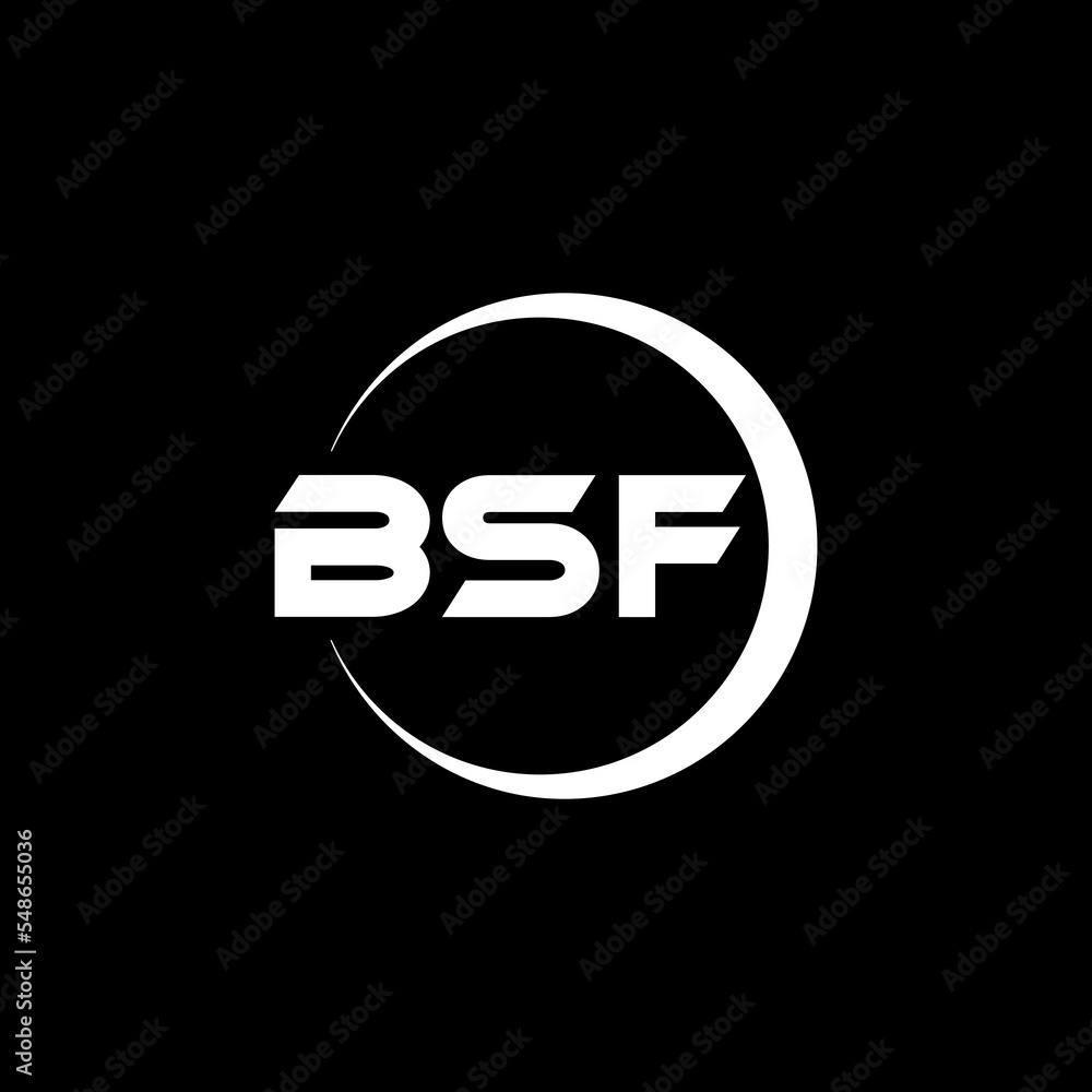 BSF letter logo design with black background in illustrator, cube logo ...