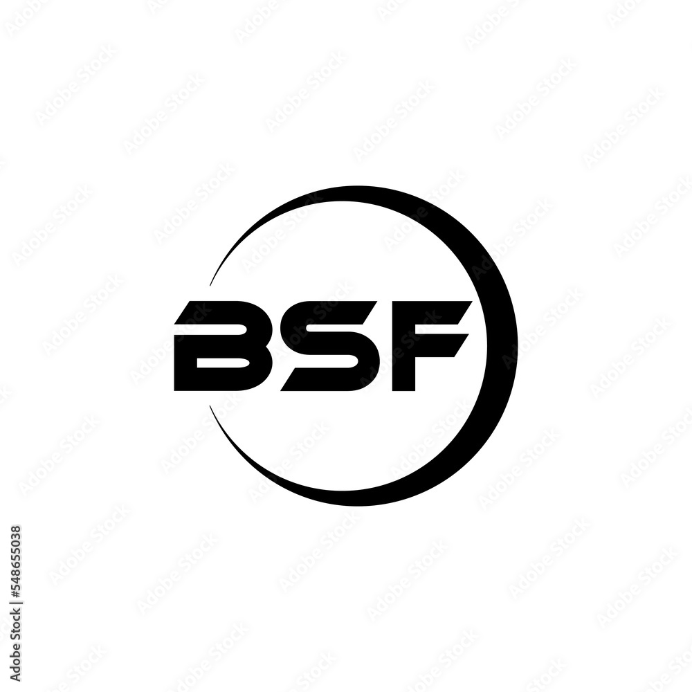 BSF letter logo design with white background in illustrator, cube logo ...