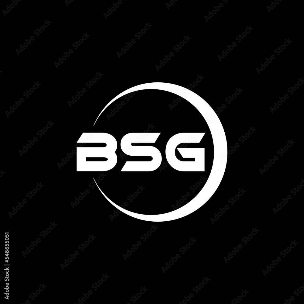 BSG letter logo design with black background in illustrator, cube logo ...