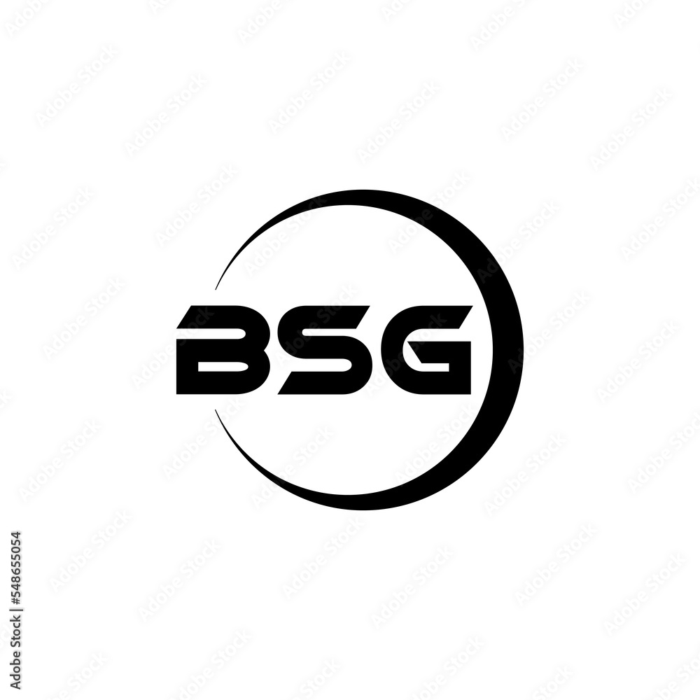 BSG letter logo design with white background in illustrator, cube logo ...