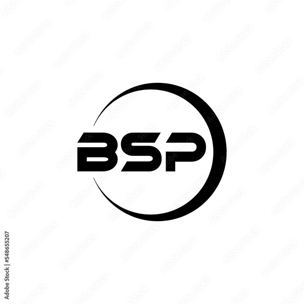 BSP letter logo design with white background in illustrator, cube logo ...