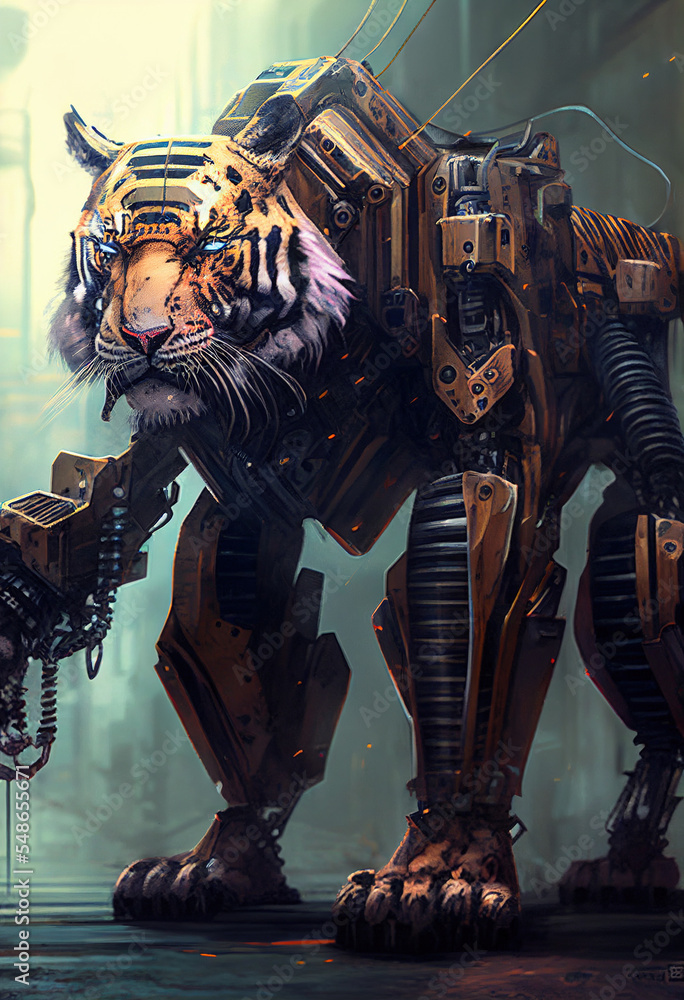Bengal Tiger Mech-Warrior Stock Illustration | Adobe Stock