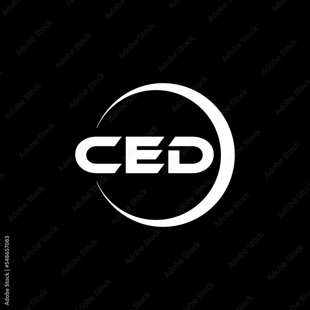 CED letter logo design with black background in illustrator, cube logo ...