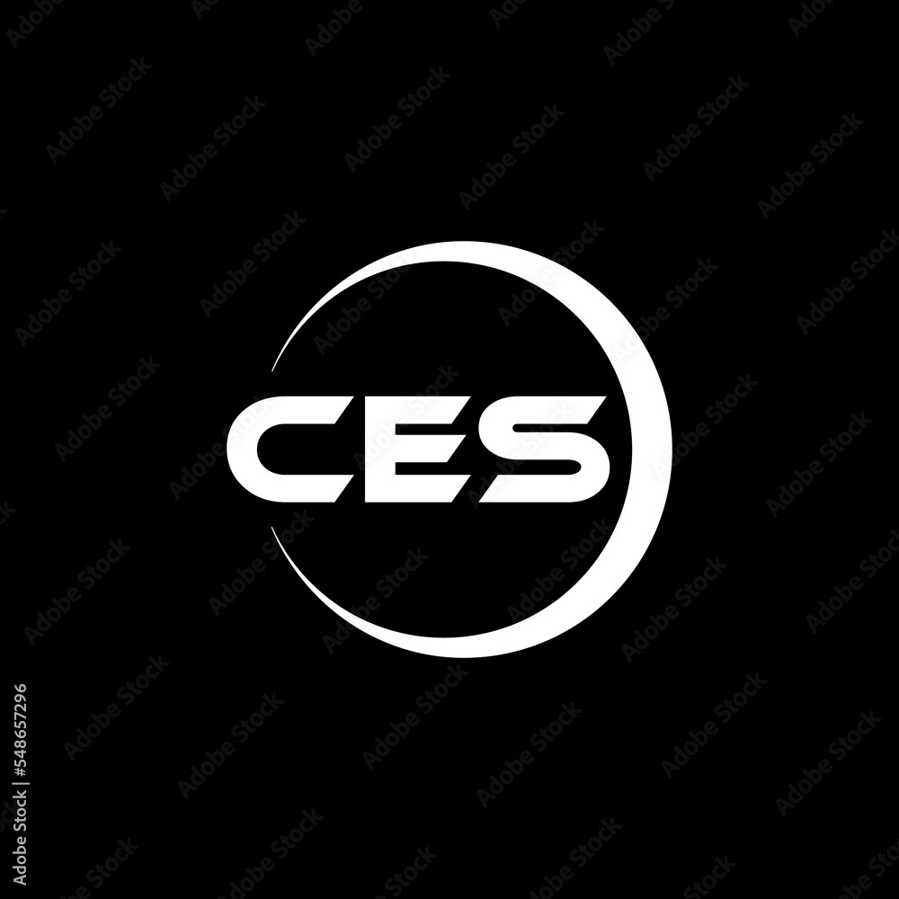 CES letter logo design with black background in illustrator, cube logo ...