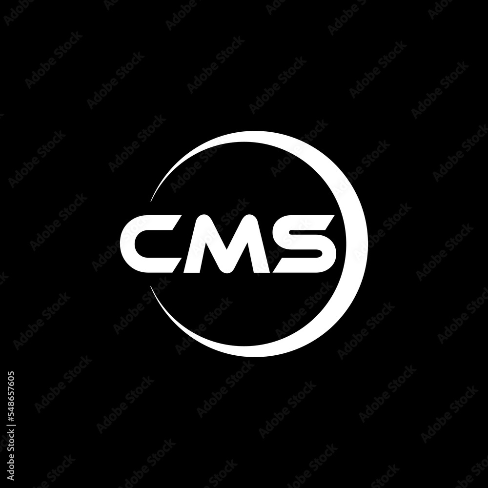 CMS letter logo design with black background in illustrator, cube logo ...