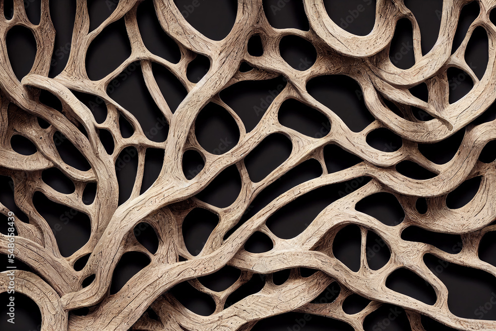 Abstract intricate intertwined wood branches created with Generative AI ...
