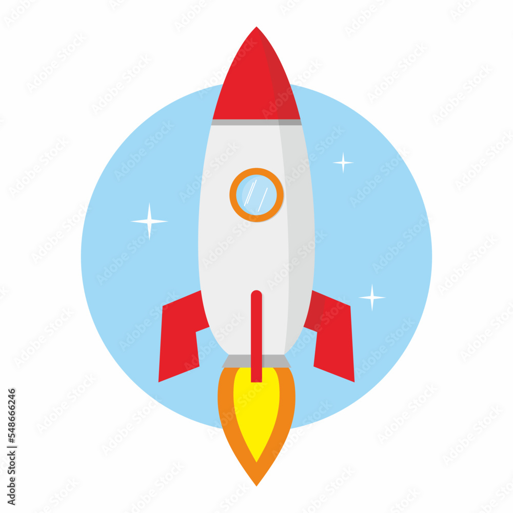 Rocket vector cartoon illustration isolated on white background with ...