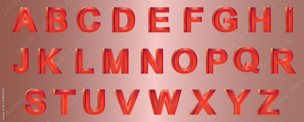 Photo & Art Print Red Metallic Alphabet Letters font, Elegant font, KeePing