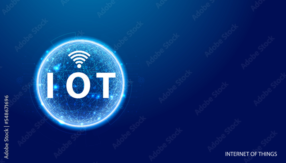 Abstract IoT Internet of Things Blue background image, circle, digital ...