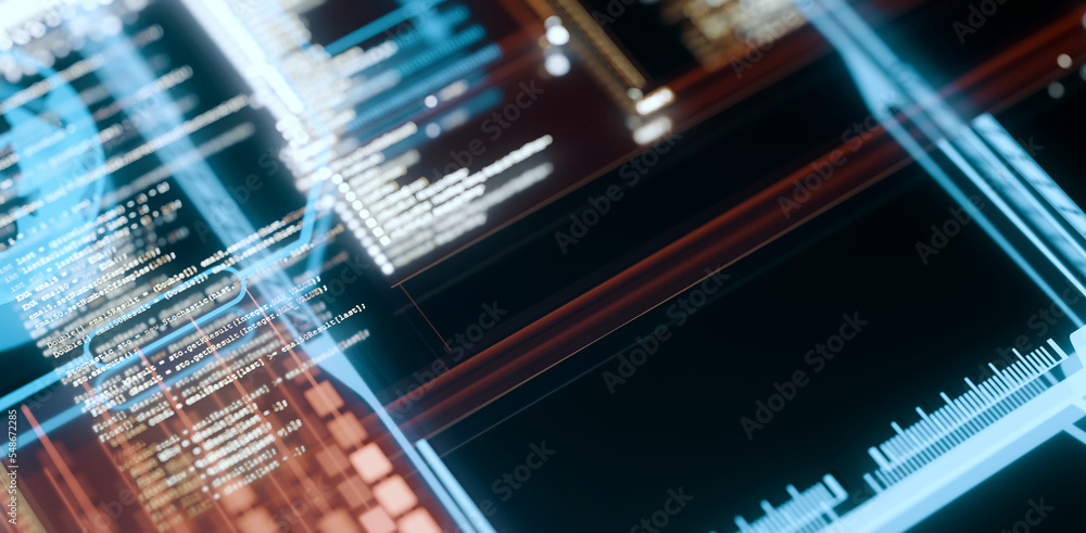3D Rendering of Digital abstract technology. Computer software script ... 3D Rendering of Digital abstract technology. Computer software script ...