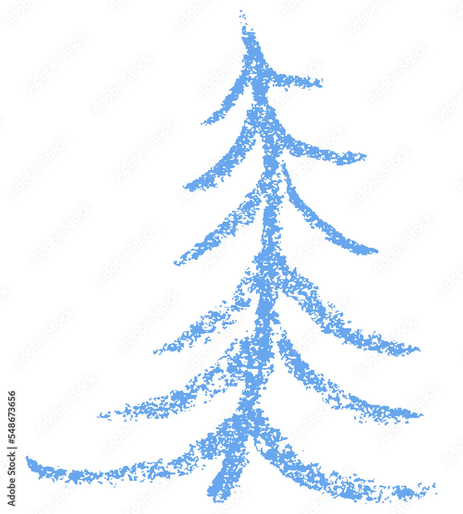 Crayon like child's drawing style merry christmas tree. Hand drawn ...