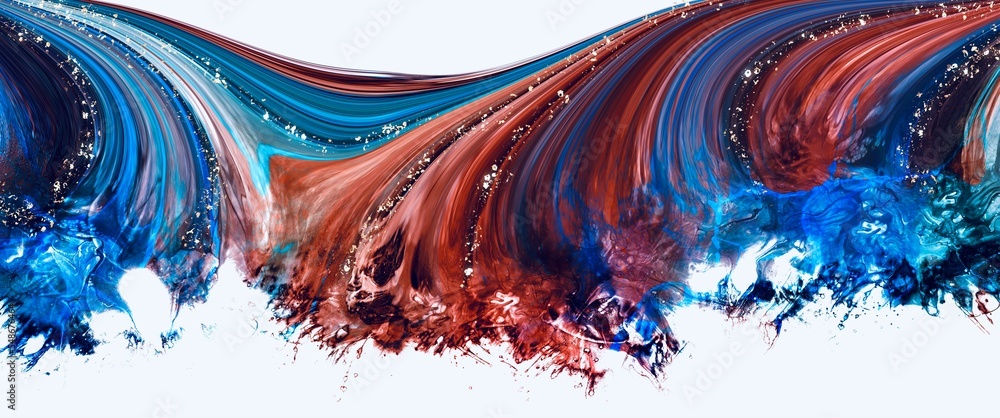 abstract fluid art painting with alcohol ink, wave idea, two sides ...