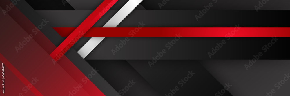 Abstract red and black banner with white line light. Background design ...