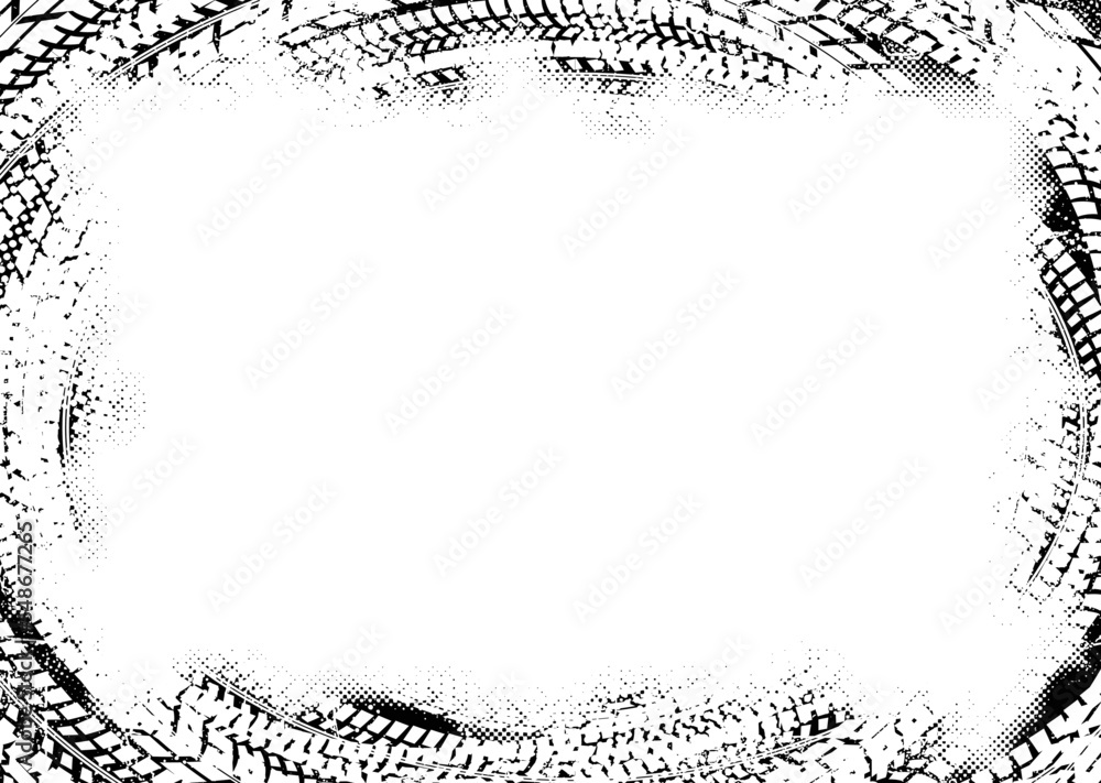 Vector Print Textured Tire Track frame. Design Element . Car tread ...