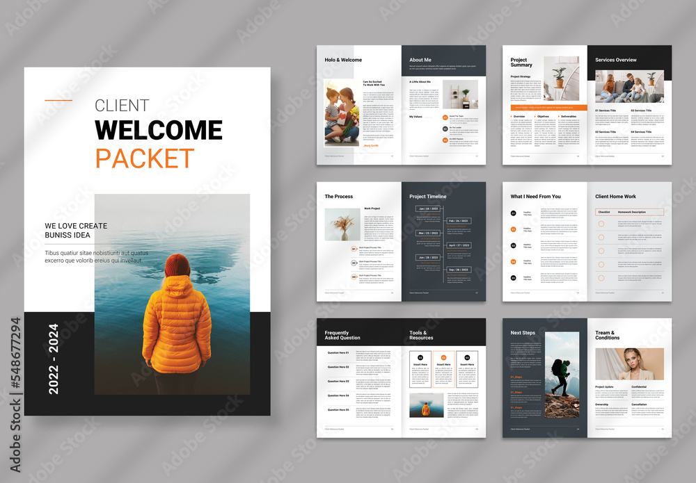 Client Welcome Packet Magazine Layout Stock Template | Adobe Stock