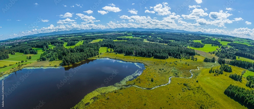 Der Elbsee, ein Moorsee im Allgäu im Luftbild Stock Photo | Adobe Stock